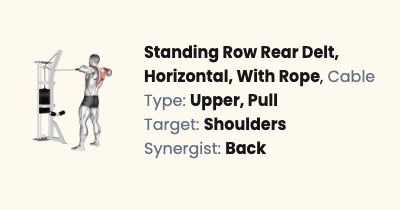 Cable Standing Row Rear Delt, Horizontal, With Rope | Liftosaur